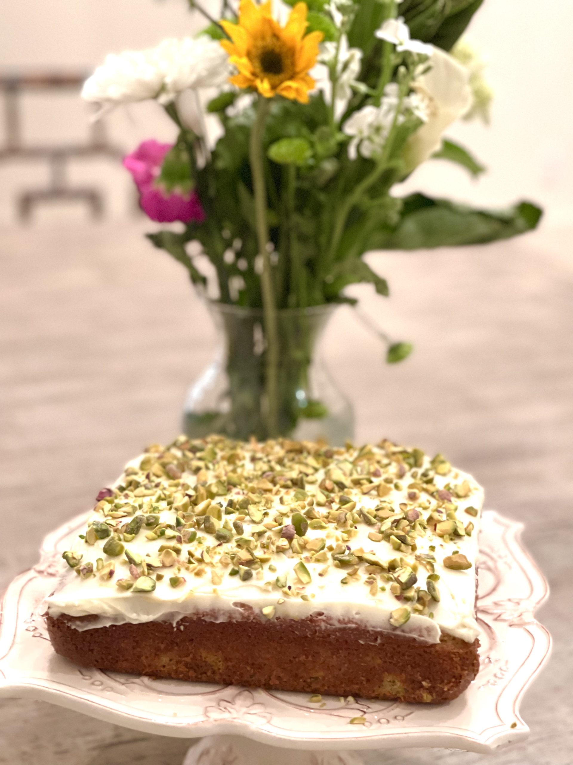 Lemon Pistachio Cake with Mascarpone Frosting - Evening with a Sandwich